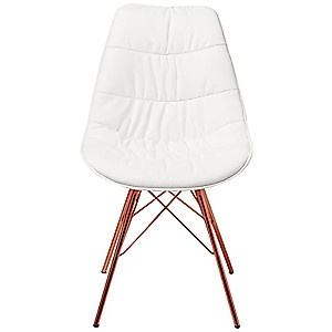 OSP Home Furnishings Langdon Faux Leather Task Chair with Rose Gold Base, White