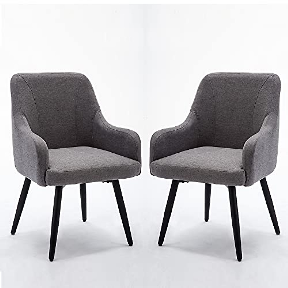 Yongchuang Swivel Dining Chairs Set of 2 Upholstered Living Room Chairs Office Desk Arm Chair Modern Accent Chair Gray