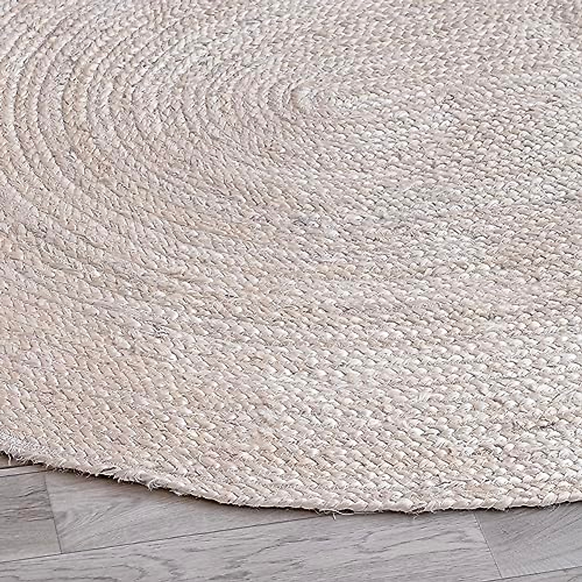 HOMEMONDE Farmhouse Jute Rugs Hand Braided Natural Fiber Oval Shape 4 X 6 Feet Rug Carpet for Living Room, Bedroom - Off White