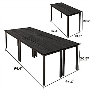 Bonzy Home Conference Tables 8ft Office Computer Desk for Meeting Room Study Writing Printer Podcast Table Save Space Design for 10 People Modern Black 4PCS (94.4"x47.2"x29.5", Black)