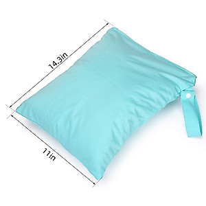 eaxin 2pcs Cloth Diaper Wet Dry Bags Waterproof Reusable with Two Zippered Pockets Stroller Travel Beach Pool Daycare Soiled Baby Items Yoga Gym Bag for Swimsuits or Wet Clothes-11 x 14"