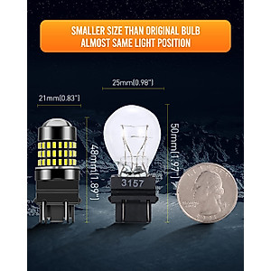 LUYED 3157 LED Bulb Turn Signal Light 1800 Lumens Super Bright 3056 3156 3057 3057K 3157 4157 LED Bulbs with Projector for Tail Lights Backup Reverse Lights,Xenon White,Pack of 2