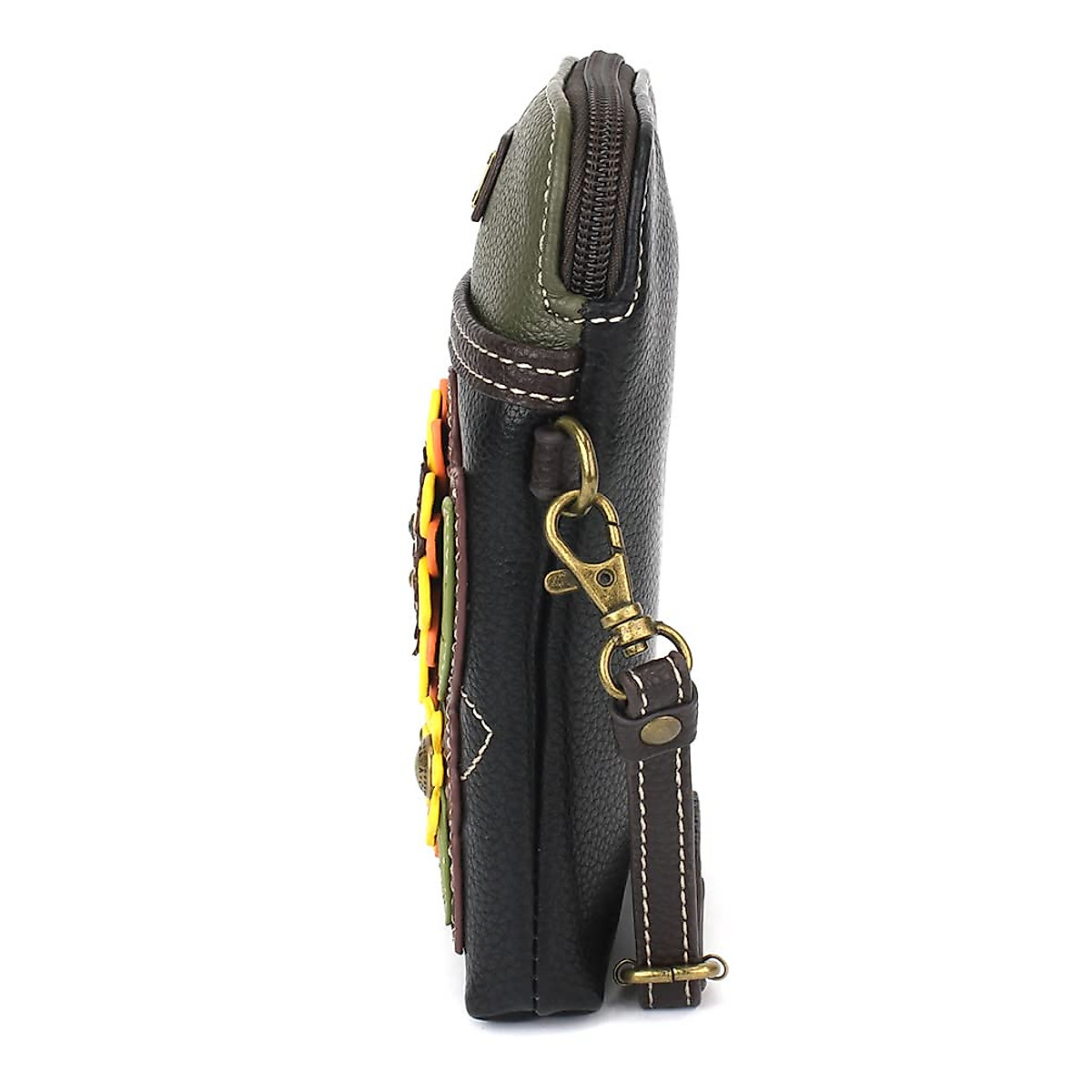 CHALA Cell Phone Crossbody Purse-Women PU Leather/Canvas Multicolor Handbag with Adjustable Strap - Sunflower Group - black