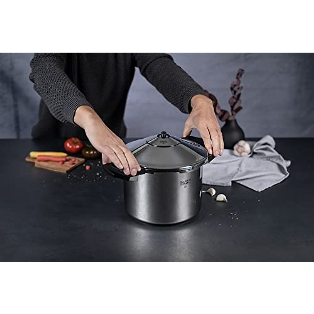 Kuhn Rikon Duromatic Inox Stainless Steel Pressure Cooker with Side Grips, Set of 2, 4 Litre and 6 Litre / 24 cm