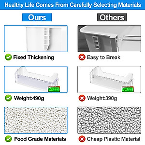 [2 PACK] Upgraded DA97-08348A Refrigerator Door Shelf Bin Replacement for Samsung Refrigerator Parts RS265TDRS RS25H5111BC RS25H5111SR Door Shelf,DA63-05215A for Samsung Fridge Middle Door Shelves