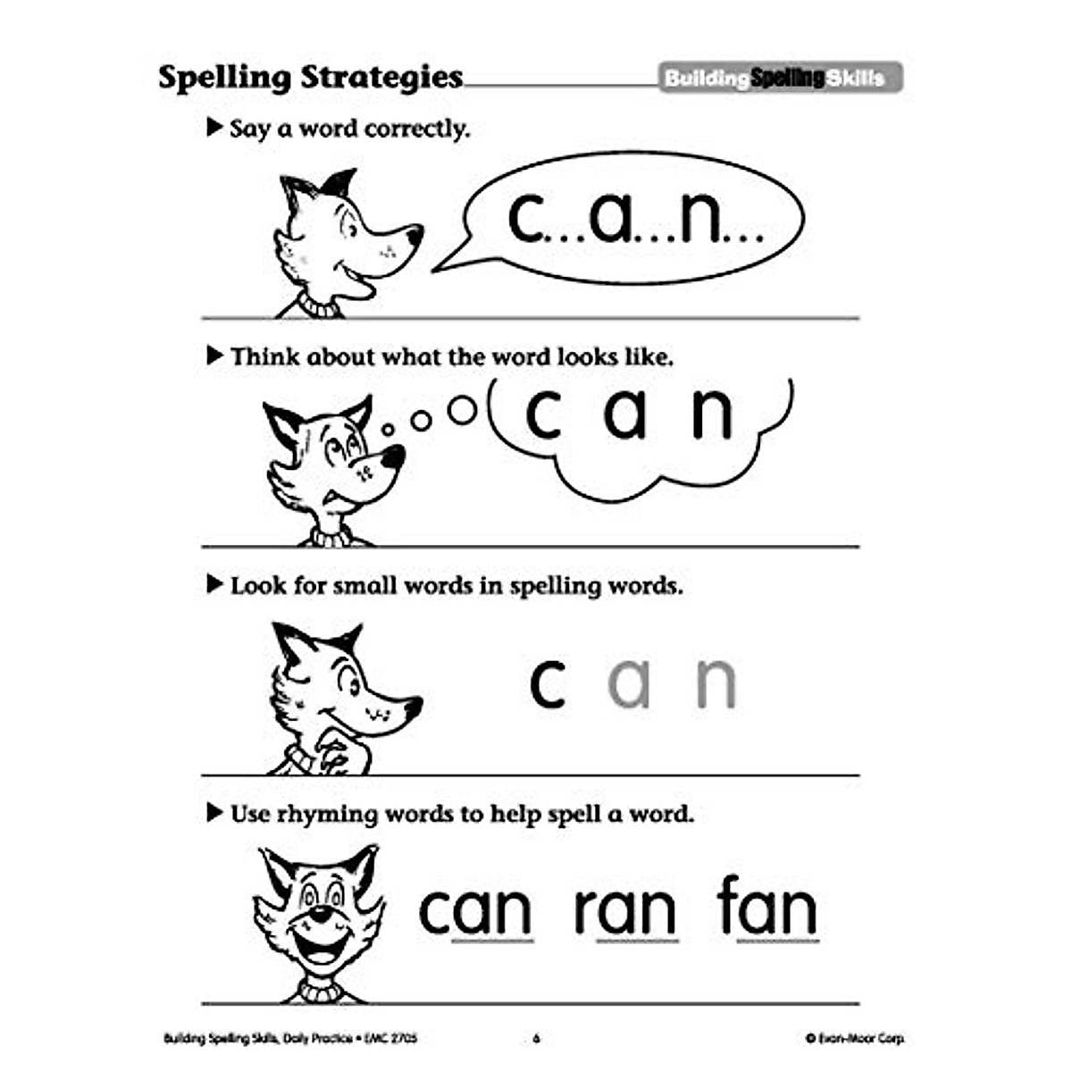 Evan-Moor Building Spelling Skills, Grade 1 - Homeschooling & Classroom Resource Workbook, Reproducible Worksheets, Teaching Edition, Spelling Strategies, Reading and Writing Skills