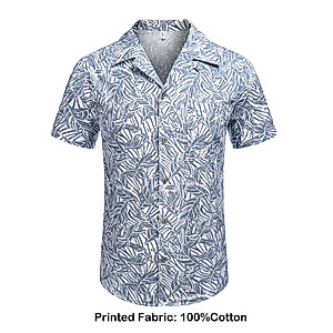 COOFANDY Men Linen Aloha Shirts Button Up Lightweight Beach Wear Wedding T Shirts