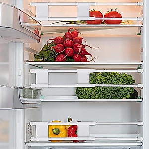 SAVITA 4pcs Rv Refrigerator Bars, 9.8-15.7inch White Adjustable Rv Fridge Tension Bars Metal Rv Fridge Bars for Holding Food Drinks Rv Refrigerator Accessories