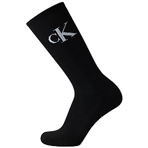 Calvin Klein Men's Athletic Socks - Cushion Crew Socks (10 Pack), Size 7-12, Black Light Grey Logo