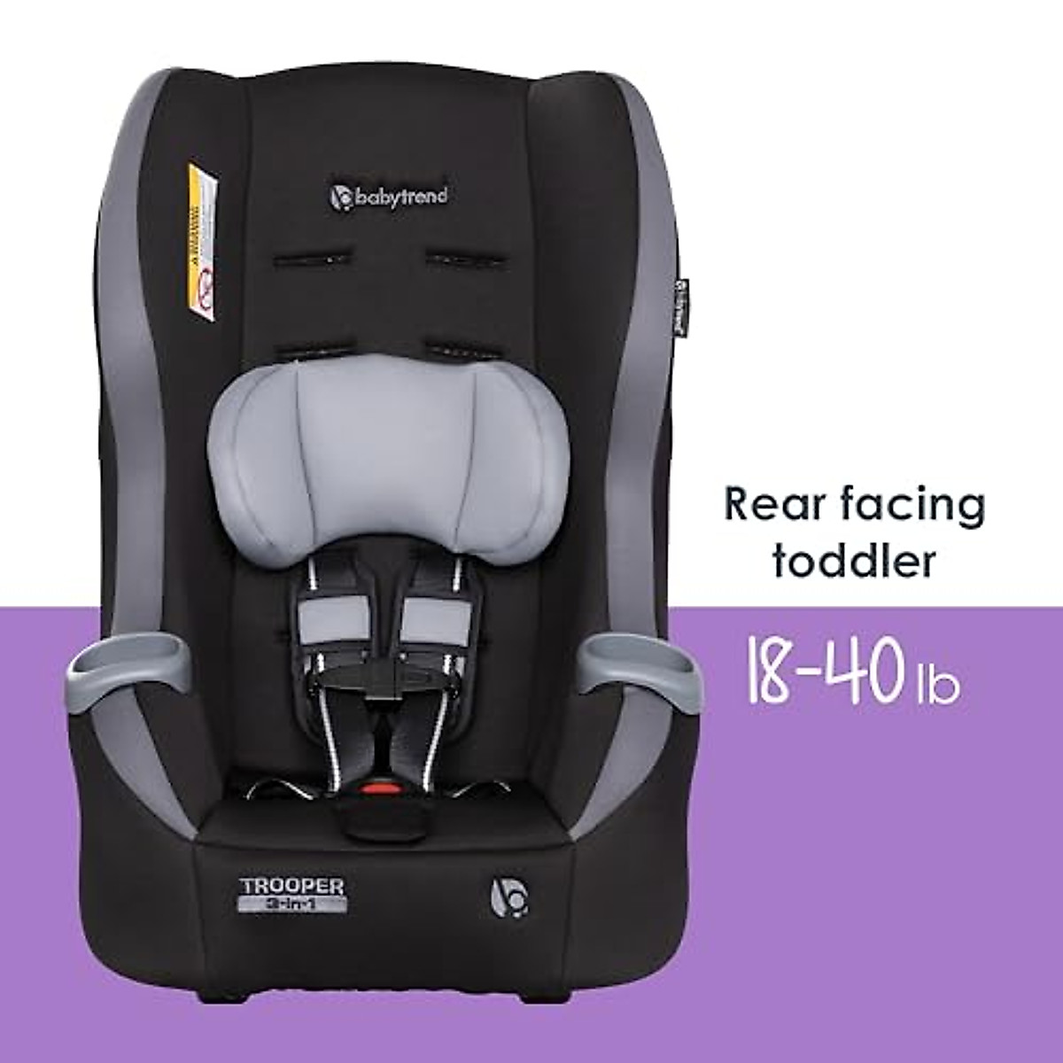 Baby Trend Trooper 3-in-1 Convertible Car Seat, Dash Black
