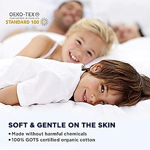 CASA PLATINO 100% Organic Cotton Duvet-Cover Set King Size Cool Blue, Pure Organic Cotton Long Staple Percale Weave Ultra Soft, Breathable, GOTS Certified