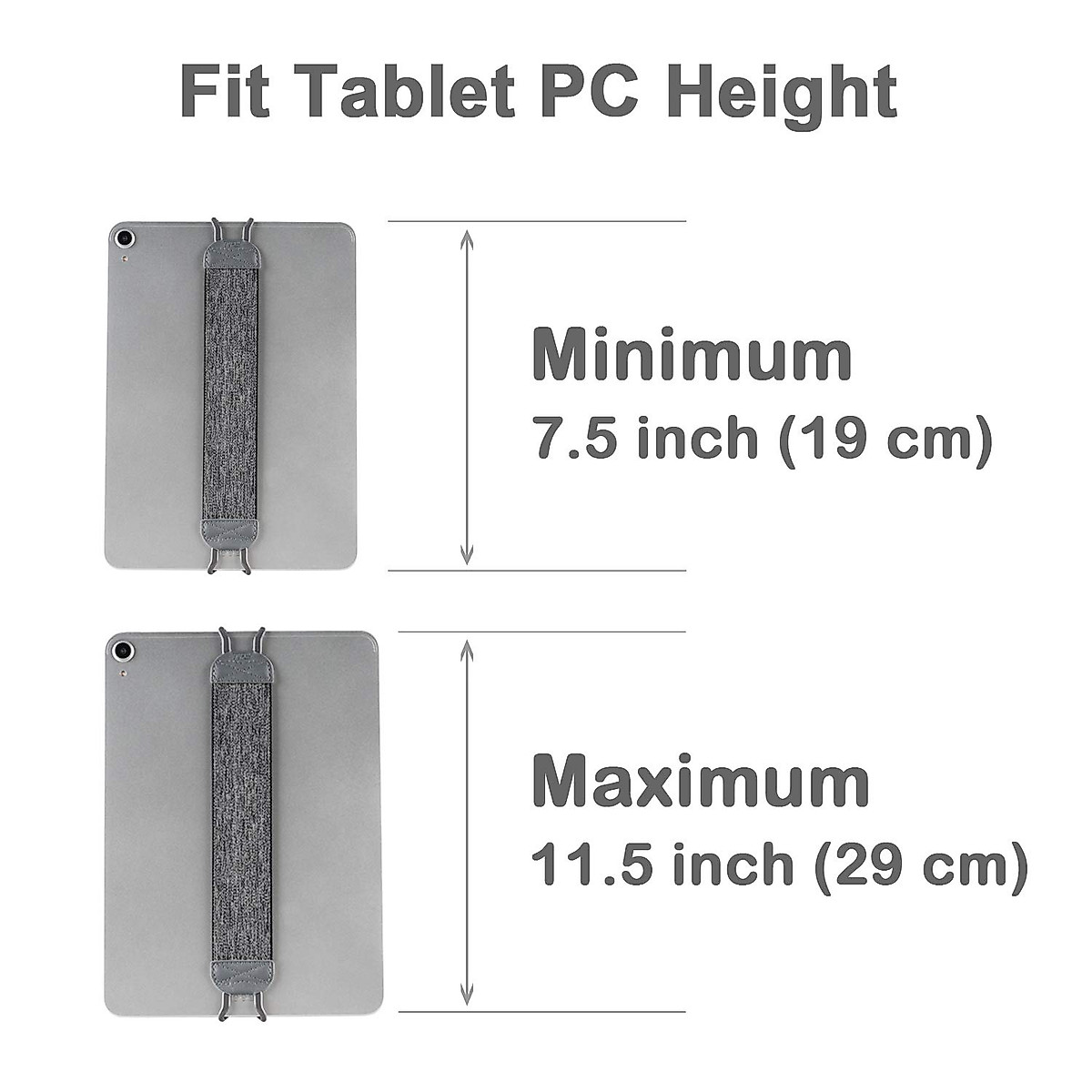 Hand Strap Holder TFY for Tablets, iPad, & e-Readers - 11-inch iPad Pro, iPad, iPad Mini 6, iPad Air 5, Samsung Galaxy Tab & Note - Google Nexus - Asus Transformer Book and More -Gray