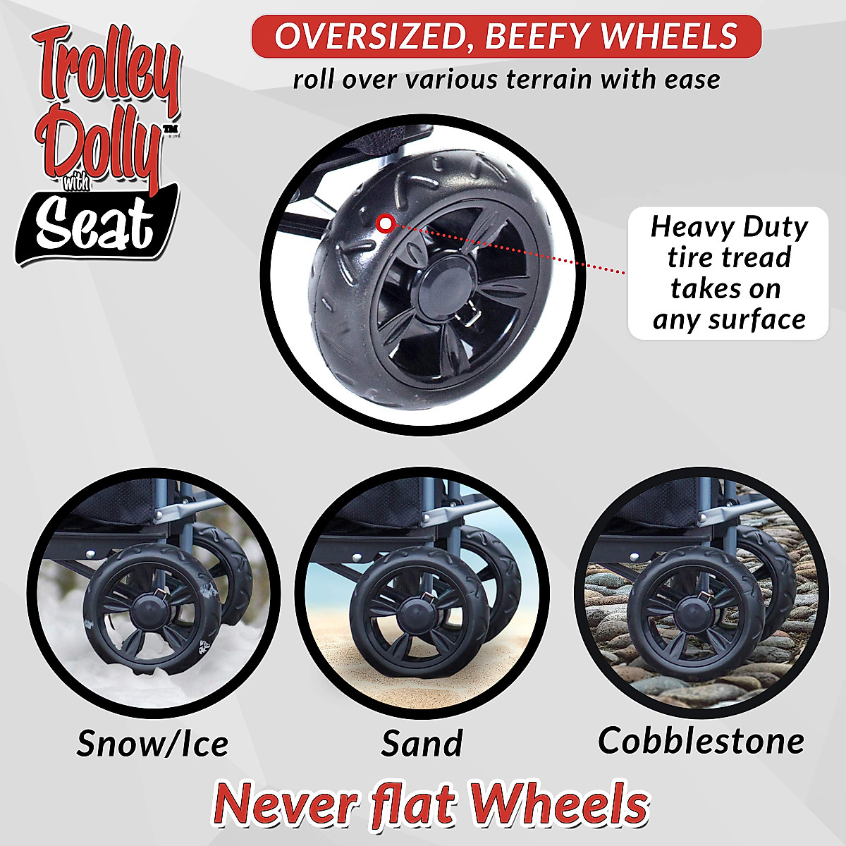 dbest products Trolley Dolly with Seat, Black Shopping Grocery Foldable Cart Tailgate