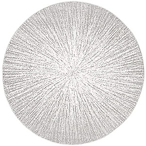 SAFAVIEH Evoke Collection 6'7" Round Dark Grey/Ivory EVK228H Abstract Burst Non-Shedding Dining Room Entryway Foyer Living Room Bedroom Area Rug