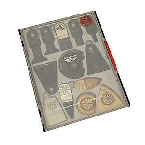 25 x TopsTools SW_UNK25 OMT Mix Blades Box Set for Bosch Fein MultiMaster (Non-StarLock) Makita Milwaukee Genesis Chicago Craftsmen Nextec Rockwell Ryobi Hitachi Multi Tool Accessories