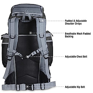 AW Outdoor 70L Sports Hiking Camping Backpack Travel Mountaineering Shoulder Bag Rucksack Large Black