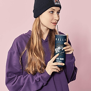 20oz Customs Football City Tumbler with Lid and Straws, Personalized Football GIfts for Fans, Travel Cup Adds Your Name and Number