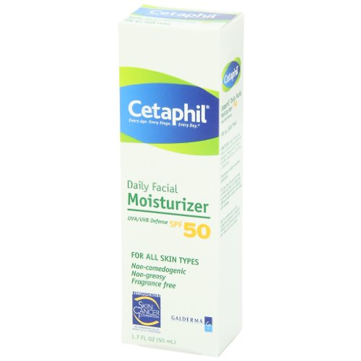 CETAPHIL Daily Facial Moisturizer SPF 50, Gentle Facial Moisturizer For Dry to Normal Skin Types, No Added Fragrance, (Packaging May Vary), 1.7 Fl Oz (Pack of 2)