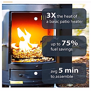 Q-Stoves Q-Flame Portable Wood Pellet Outdoor Heater, 106,000 BTU per hour, Eco-Friendly, for Patio, Backyard, Camping and Going Off-Grid