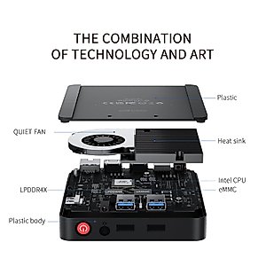 T5 Mini PC, Intel Processor Celeron N4020 (4M Cache,up to 2.8GHz), Mini Computers with 4G LPDDR4/64GB eMMC, Small PC Supports 4K Dual HDMI, USB3.0/WiFi 5/BT5.0/Gigabit Ethernet