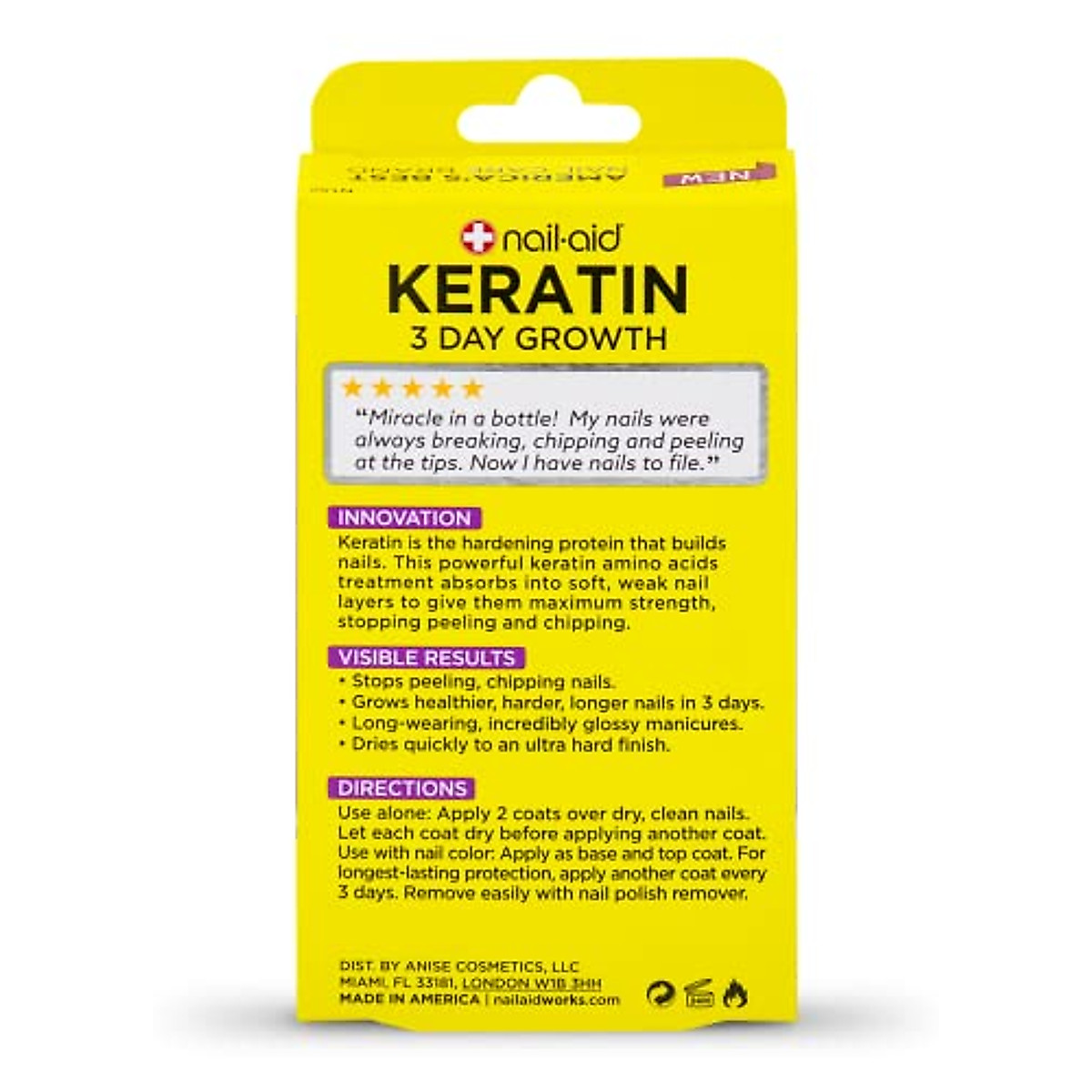 Nail-Aid Keratin 3 Day Growth Nail Treatment & Strengthener, Clear, 0.55 Fl Oz