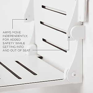 Seachrome Silhouette Comfort Folding Wall Mount Shower Bench Seat with Arms, White Seat with White Frame
