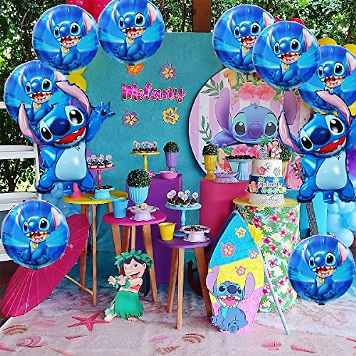 Lilo and Stitch Party Balloons Stitch Party Aluminum Film Balloons suit Stitch Birthday Party Decorations (10pcs blue）