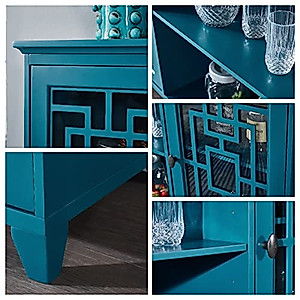 LKTART 60'' Modern Wood Buffet Sideboard Storage Cabinet with 2 Doors and Open Shelves Sideboard Entry Console Table for Living Room Dining Room Kitchen Hallway