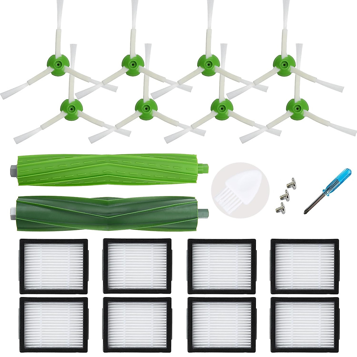 LOVECO Replacement Parts for iRobot Roomba E Series E5 E6,I Series i8 i7 i6 i5 i4 i3 i1 J Series j9 j8 j7 j6 j5 and Plus Version, (Not for Combo j7+ and j9+),2 Roller,8 Edge Sweeping Brush,8 Filter