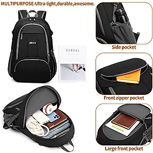 JIELV 30L Lightweight Foldable Waterproof Packable Daypack Small Hiking Backpack Travel Camping Outdoor for Men Women(Black)