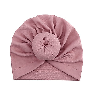 DRESHOW BQUBO 5 Pieces Baby Turban Hats Turban Bun Knot Baby Infant Beanie Baby Girl Soft Cute Toddler Cap