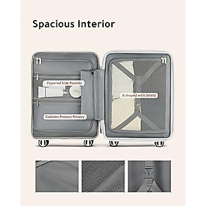 LUGGEX Checked Luggage with Spinner Wheels, PP Lightweight Suitcase for Travel (White, 28 Inch)