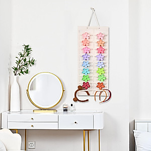 Lolalet Hair Claw Clip Organizer, 1 Pack Hanging Hair Clip Organizer Storage for Women Girl, Wall-Mounted Hair Claw Clip Holder Organizer, Claw Clip Storage Display for Wall Door Closet -Beige