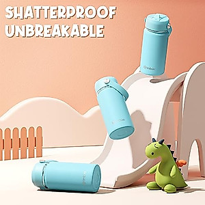 Fimibuke Kids Insulated Water Bottle - 14oz BPA-FREE Double Wall Vacuum Tumbler 18/8 Stainless Steel Leak Proof Kids Cups with Straw Metal Water Bottle for School Boys Girls (2 Pack, Underwater World)