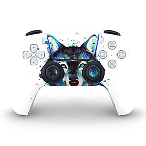 Head Case Designs Officially Licensed Pixie Cold Ice Wolf Art Mix Vinyl Faceplate Sticker Gaming Skin Case Cover Compatible with Sony Playstation 5 PS5 Disc Edition Console & DualSense Controller