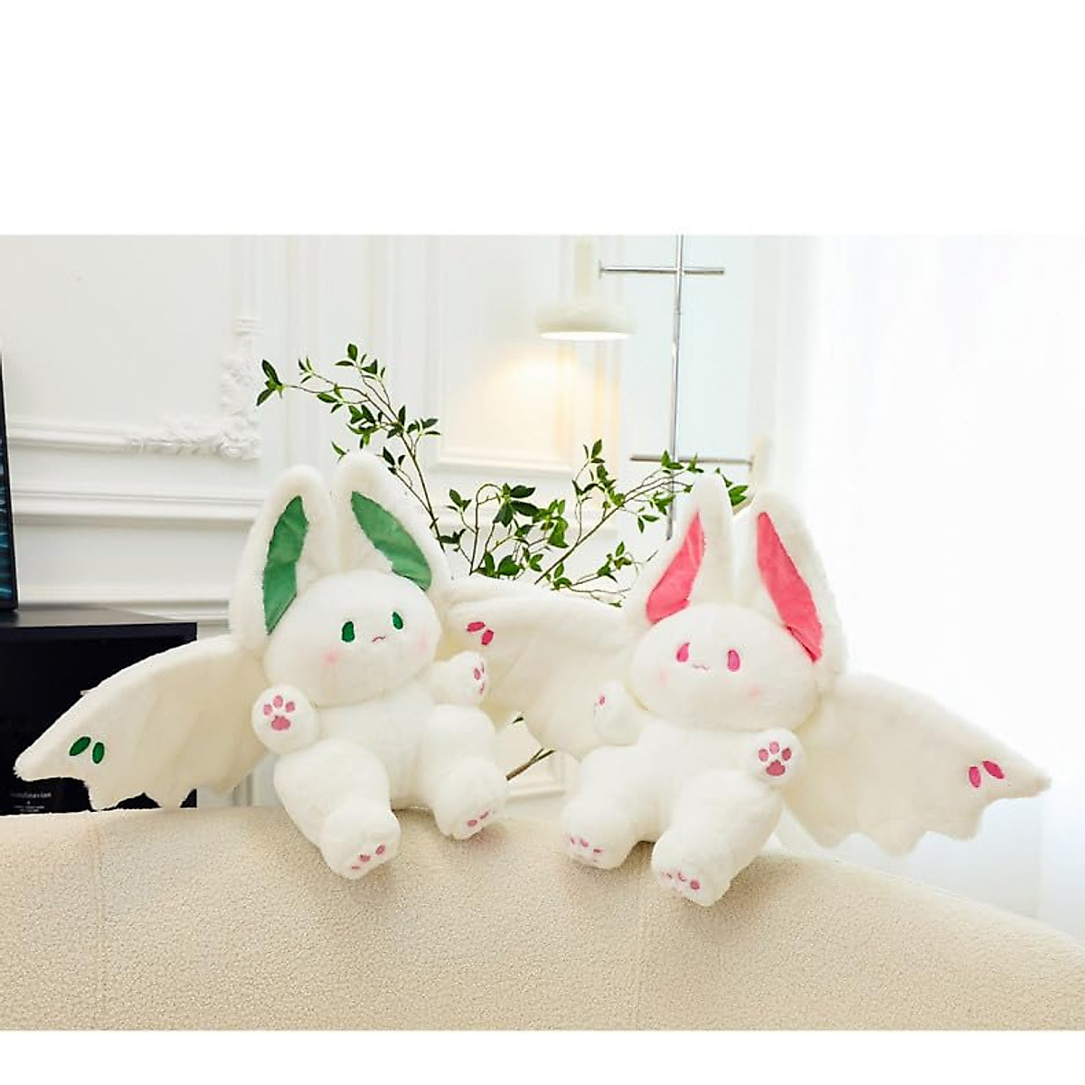 Vseegrs Flying Bunny Rabbit Stuffed Animals, Cute and Fluffy Plush Pillow with Rabbit Ears and Bat Wings, Soft Bat Bunny Stuffed Animal for Kids, Adults, Boys and Girls(Green, 13.7in)