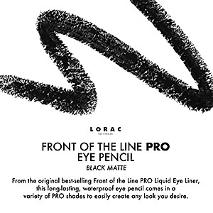 LORAC Front Line PRO Waterproof Eyeliner Pencil, Black Matte| Long Lasting| Makeup Pencil Sharpener | High-Precision