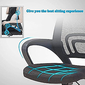 Hkeli, Office Chair Computer Desk Chair Ergonomic Mesh Office with Wheels Back Support Armrest Adjustable Height Rolling Swivel Computer Task Works Chair for Women Men, Black