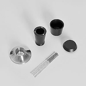 Coffee Tamper 58.5mm WDT Espresso Distribution Tool 2 In 1 Stainless Steel Tamper 7 Needles Stirrer with Extra 3 Replaceable Needles Aluminum Alloy Handle with Magnetic Black