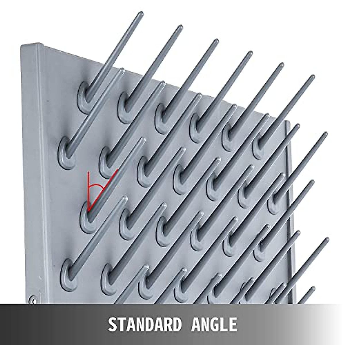 INTBUYING Bottle Drying Rack Pegboard Wall Mounted Desk Grey 52 Pegs Removable PP Glassware Drying Draining Rack Education&lab Cleaning Equipment