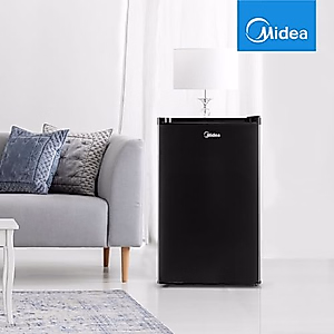 Midea WHS-160RB1 Single Reversible Compact Refrigerator, 4.4 Cubic Feet Fridge, Black