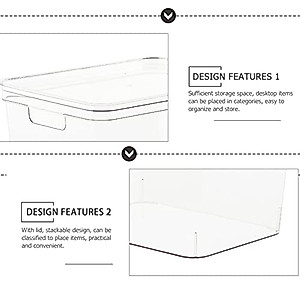 Angoily Plastic Storage Bin Tote Organizing Container with lid Fridge Storage Bin Stackable Storage Bins for Office Entryway Closet Cabinet Bedroom