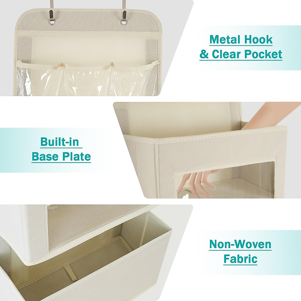 YOUDENOVA Over The Door Organizer, 4-Shelf Door Hanging Organizer, Baby Organizer for Nursery, Beige