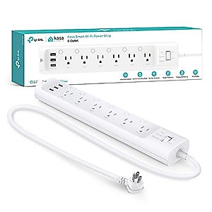 Kasa Smart Plug Power Strip HS300, Surge Protector with 6 Individually Controlled Smart Outlets and 3 USB Ports, Works with Alexa & Google Home, No Hub Required , White