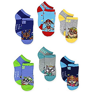 Nickelodeon Paw Patrol Toddler Boys 6 Pack Quarter Style Socks Set (Small (Sock: 4-6), Multicolor)