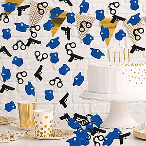 ShuanQ 120pcs Officer Confetti - Congrats Officer Grad Party Sign - Officer Birthday Party Decoration Scatters for DIY Crafts - Police Caps Handcuffs Guns Glitter Cutous