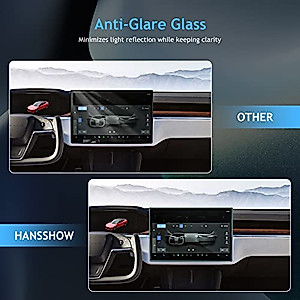 HANSSHOW Tesla Model S/X Tempered Glass Touch Screen Protector 2PCS with 9H Hardness 2.5D Edge Anti-Fingerprint Glare Scratch For 2021+ Model S/X Dashboard Touchscreen + Rear Seat Screen (HD Clear)