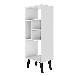 Manhattan Comfort Warren Modern Home Office 5 Shelves Mid-High Bookcase 2.0, Med, White