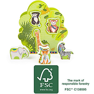 small foot wooden toys Small Foot Wooden Toys Wooden Jungle Animal Peg Puzzle & Carrying Case designed for children 12+ months, Multi (11091)