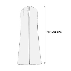 CALIDAKA White Wedding Dress Garment Bag, Washable Clear Lightweight Garment Bags for Long Prom Puffy Bridal Gown Dress Storage (Size:180cm/70.87inch)